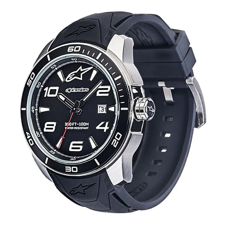 MONTRE ALPINESTARS TECH WATCH 3H BLACK SILICON STRAP BLACK BLACK 1036 ...