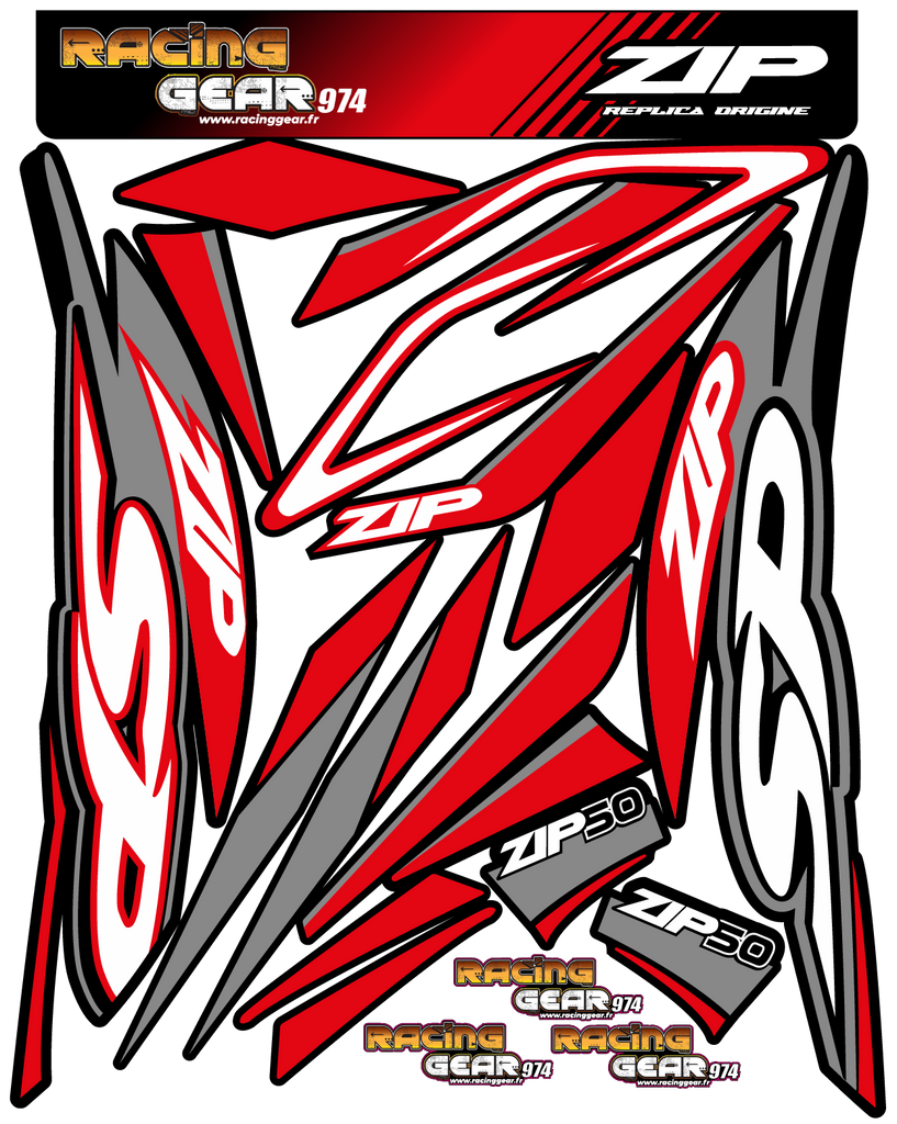 Planche Stickers Piaggio zip Rouge | RacingGear974
